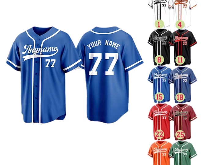 Custom Baseball Jersey, Personalized Team Name & Number, Colorful Split ...