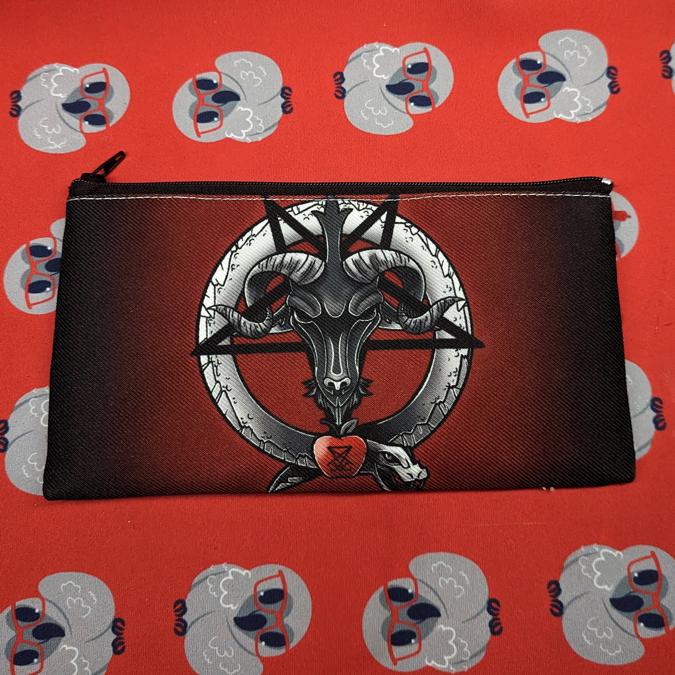 Baphomet Zipper Pouch, Gothic Pencil Case, Witchy Halloween Makeup 7.5 ...