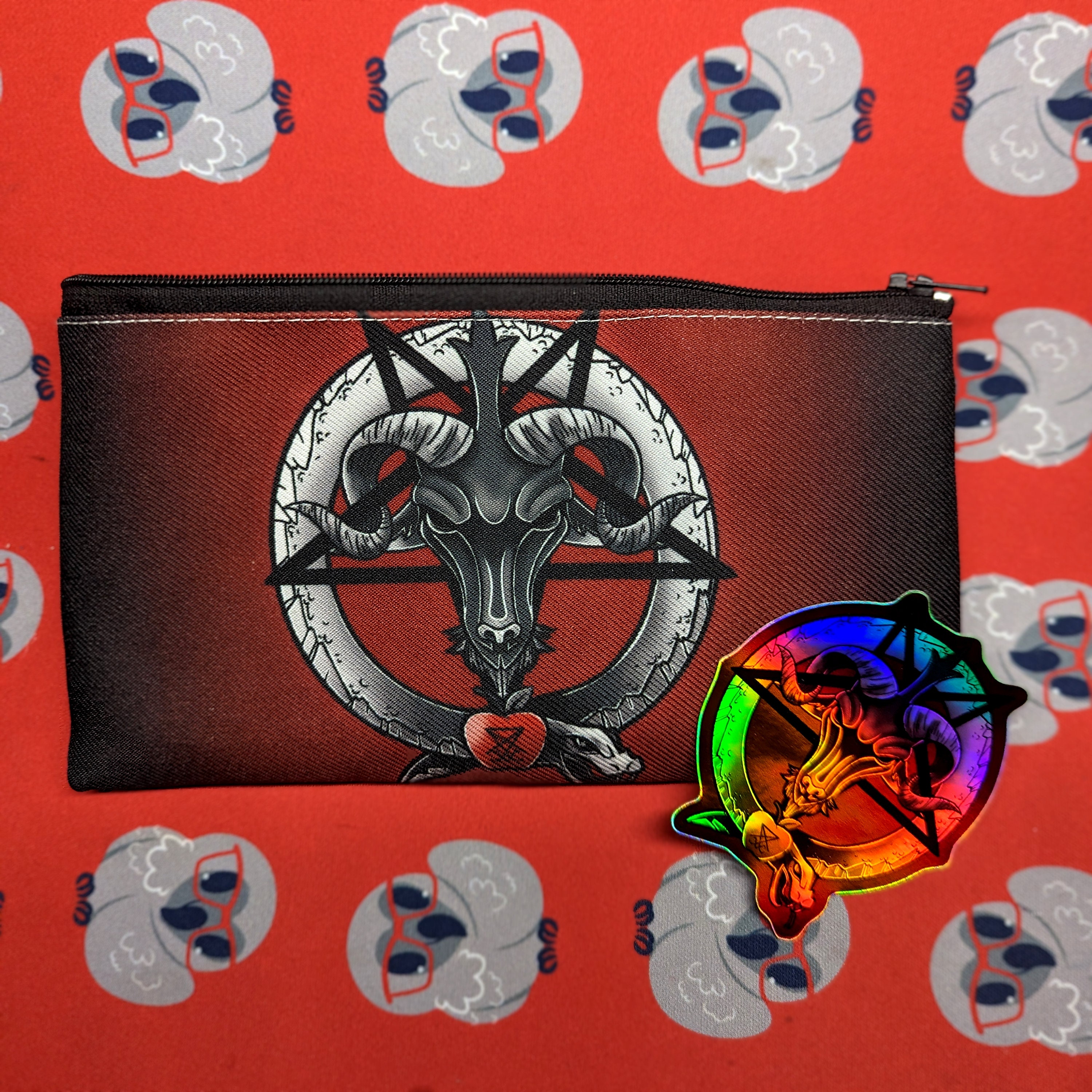 Baphomet Zipper Pouch, Gothic Pencil Case, Witchy Halloween Makeup 7.5 ...