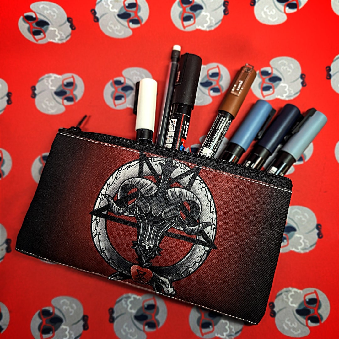 Baphomet Zipper Pouch, Gothic Pencil Case, Witchy Halloween Makeup 7.5 ...
