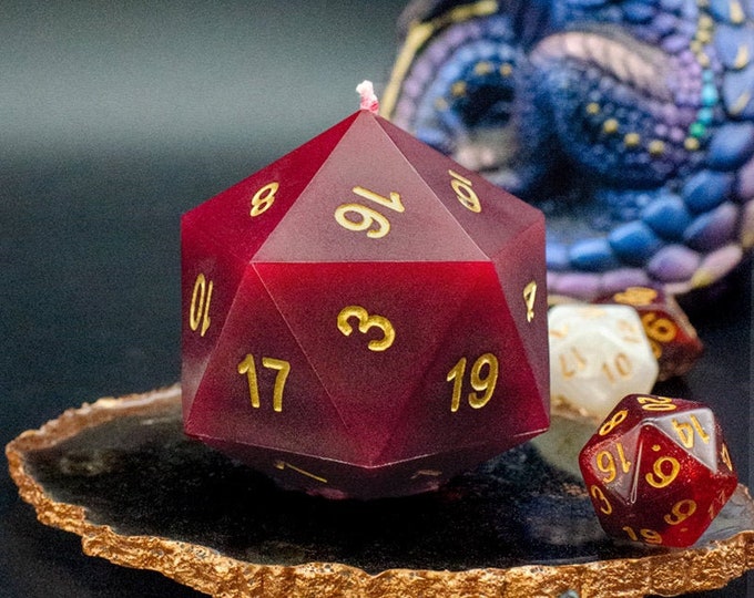 Dark Red Ritual Incense Scented Dnd Dice Candle D20 Dice Dungeons and ...