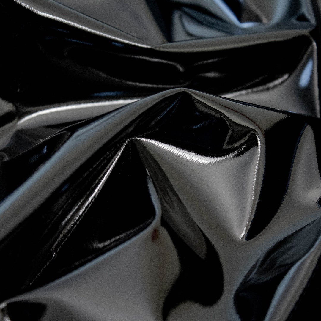 Black PVC Fabric - Shiny Gloss Spandex Stretch Fabric - PU Coated - 1 ...