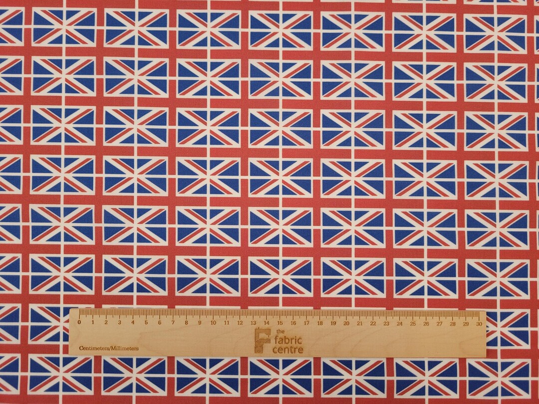 Union Jack Flag Fabric - Rose & Hubble Design - 100% Cotton Poplin ...