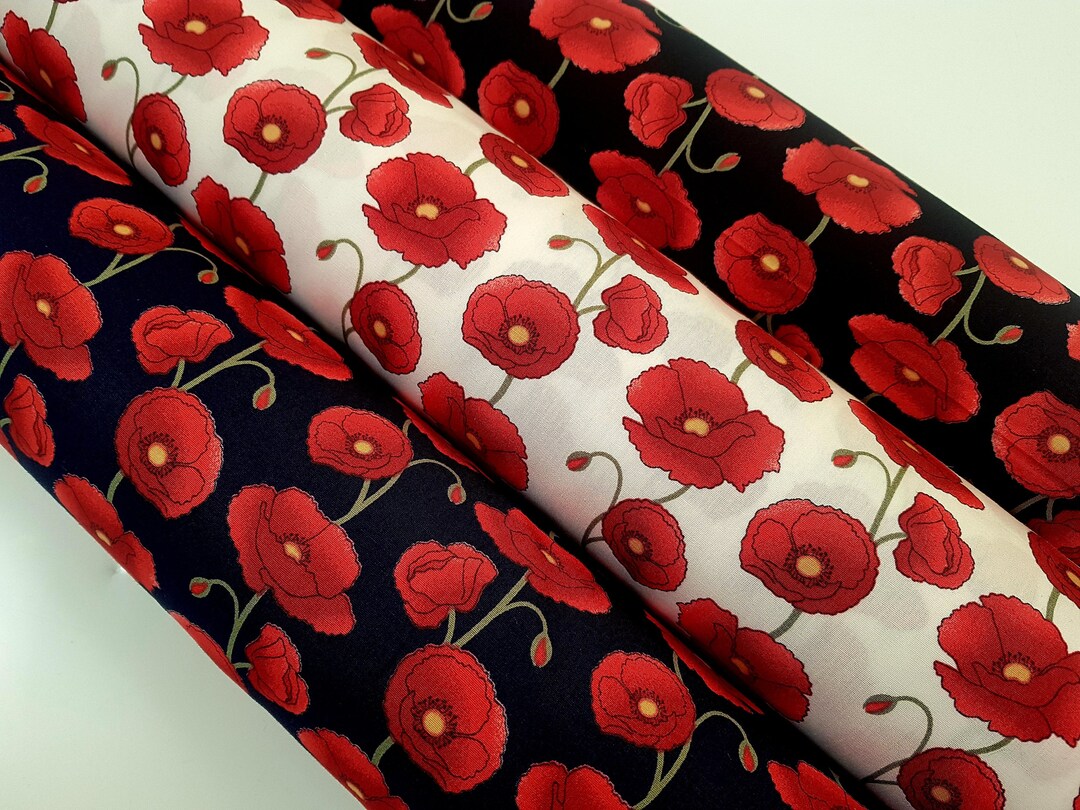 Poppy Flower poppies on Cotton Fabric 100% Craft Cotton - Etsy