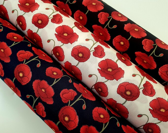 Poppies Little Poppies Natural From Lewis and Irene Fabric - Etsy