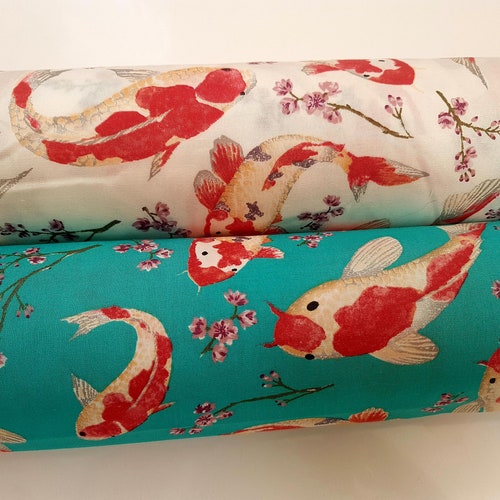 Koi Pond Black Fabric Japanese Water Garden smaller Scale - Etsy