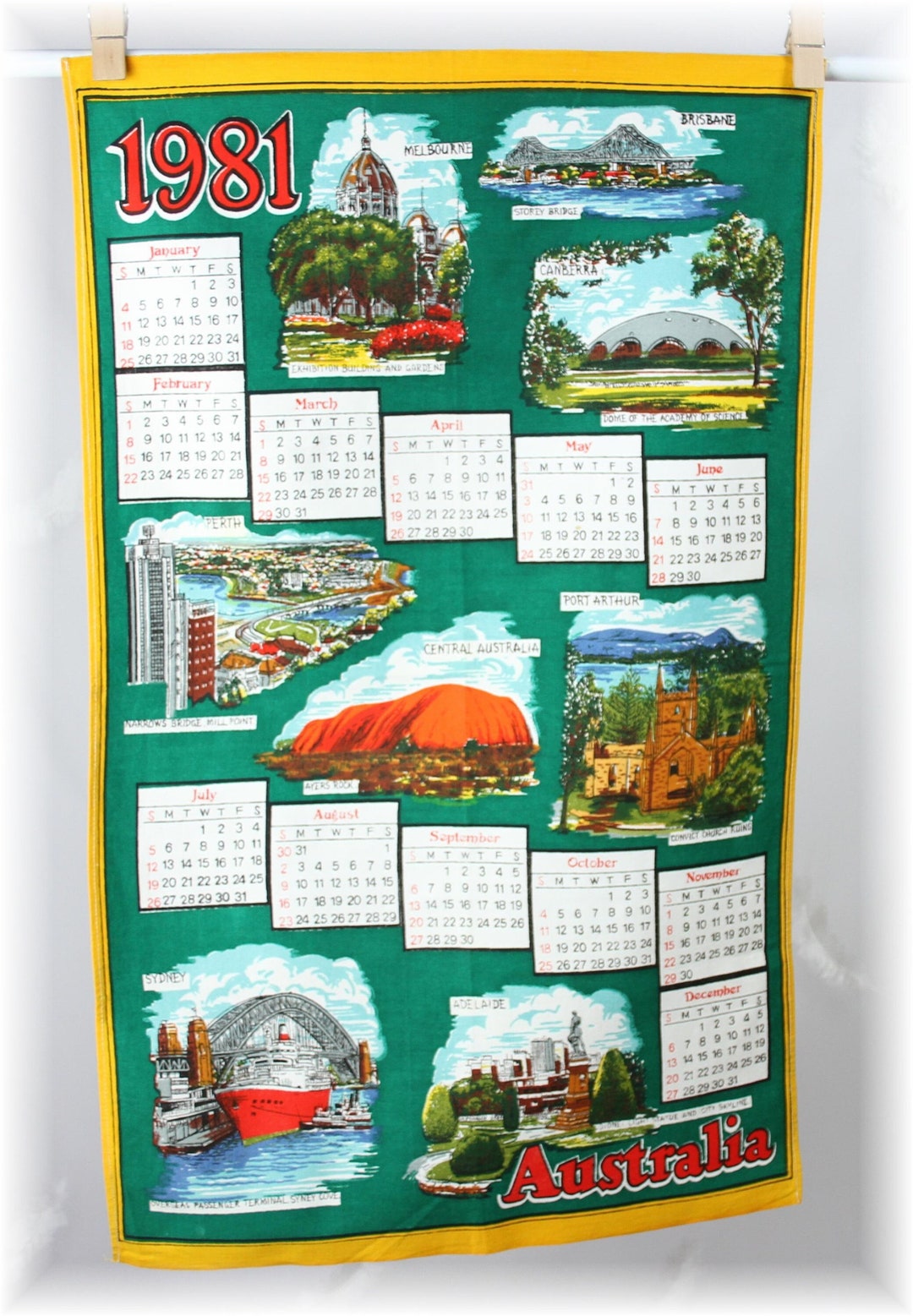 Vintage Retro Australian Landmarks Calendar 1981 Souvenir Collectible ...