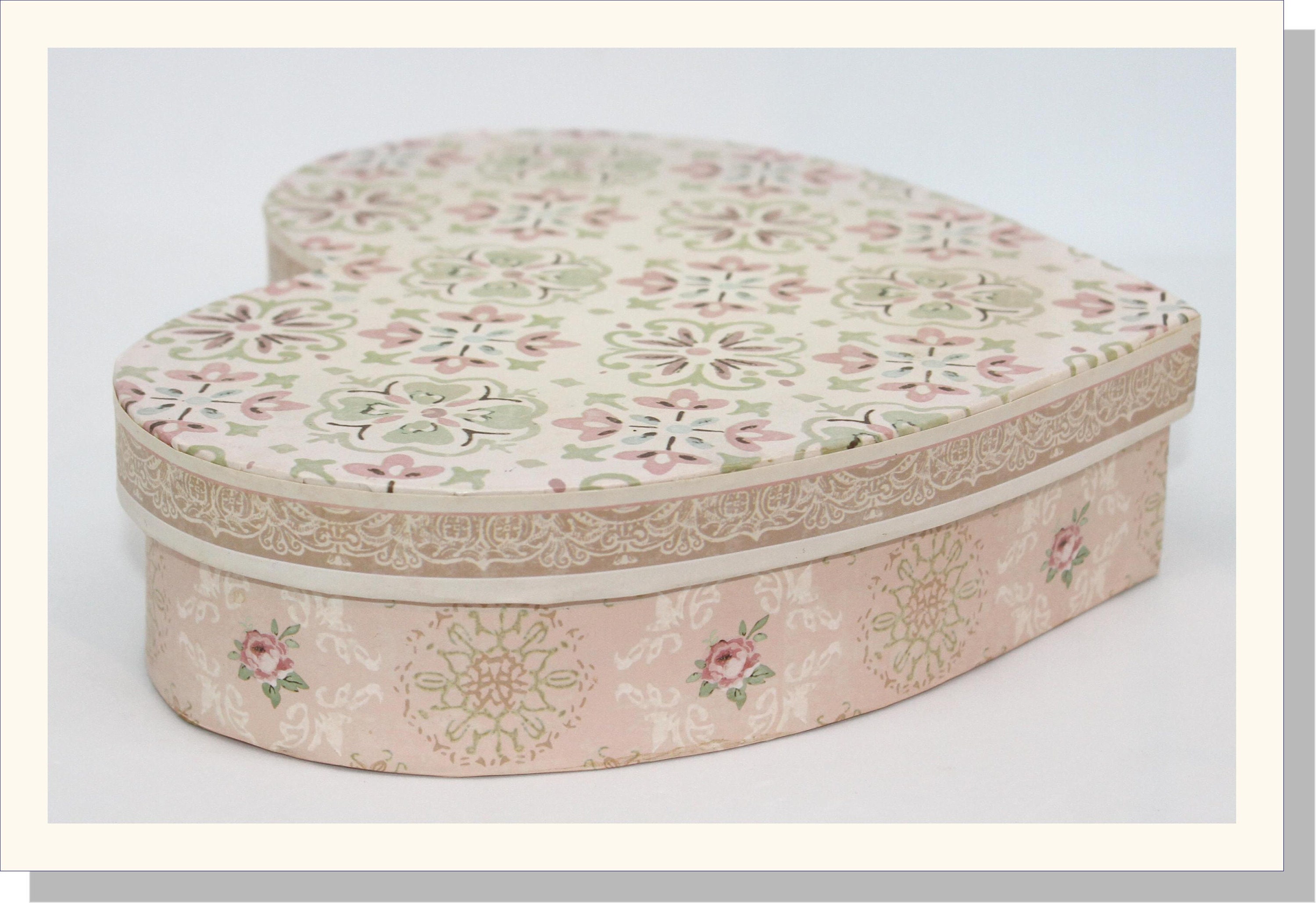 Vintage Romantic Heart Shaped Shabby Chic Pink Tole Print | Etsy