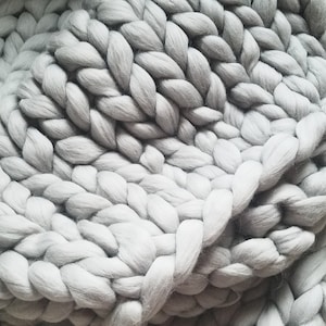 Giant Knit Blanket 100% Merino Wool Huge Stitch Cozy Blanket Merino ...