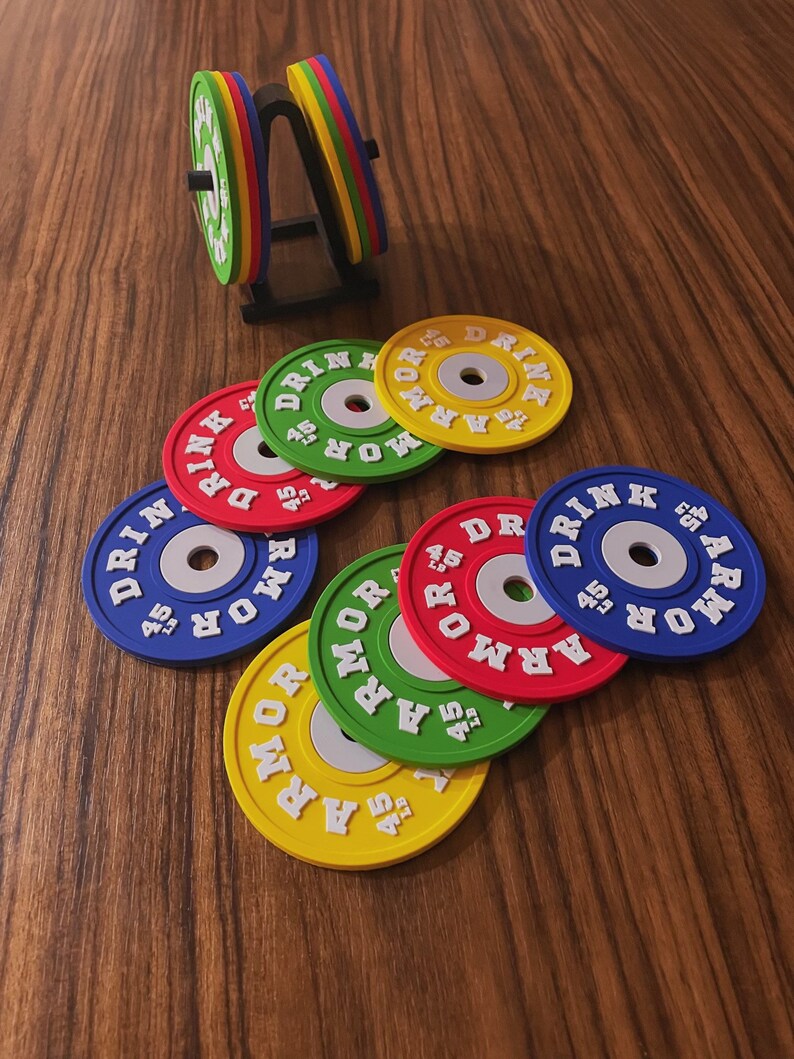 Gym Weight Plate Coasters With Tree Rack – Fitness Gift - Etsy