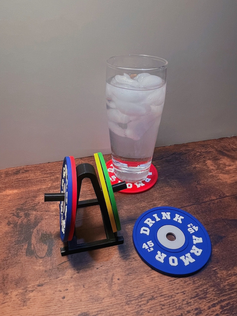 Gym Weight Plate Coasters With Tree Rack – Fitness Gift - Etsy