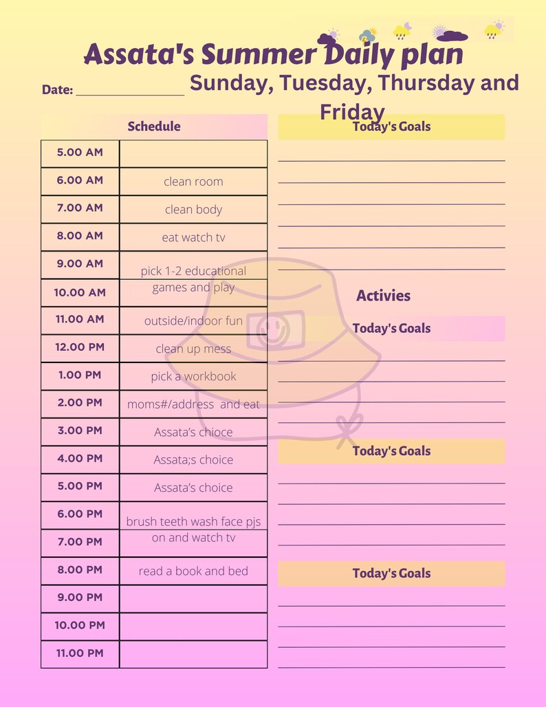 Summer Planner for Kids - Etsy
