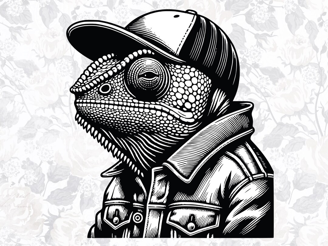 Retro Millennial Hipster Chameleon Sticker - Sticker, Reptile Animal ...