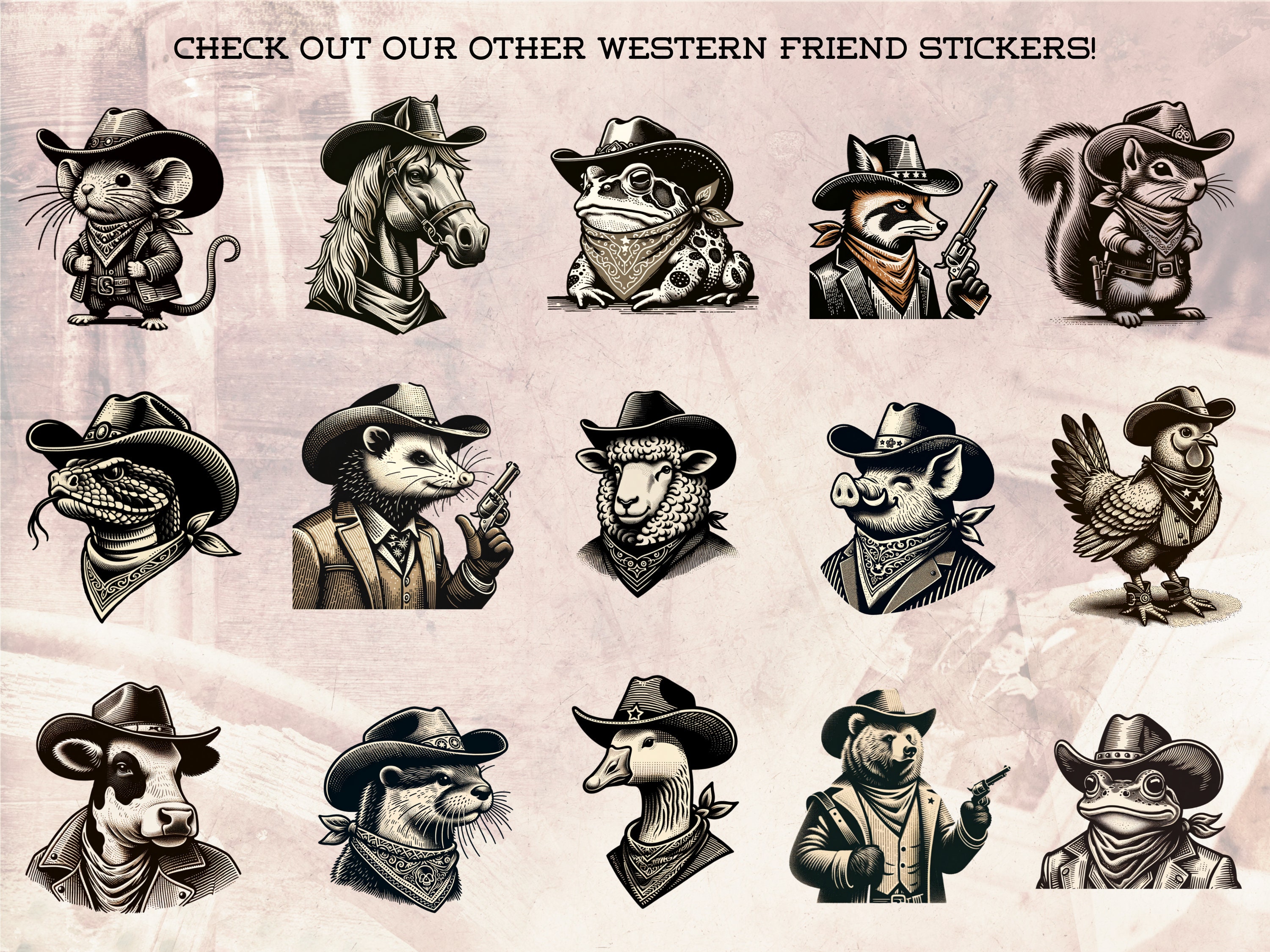 Retro Western Cowboy Horse Sticker Sticker, Wild West Art - Etsy