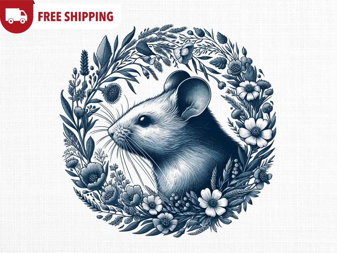 Cute Mouse Sleeping in Flowers Illustration Sticker, Mother Nature ...