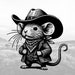 Retro Western Cowboy Cowgirl Mouse Sticker Sticker, Wild West Art ...