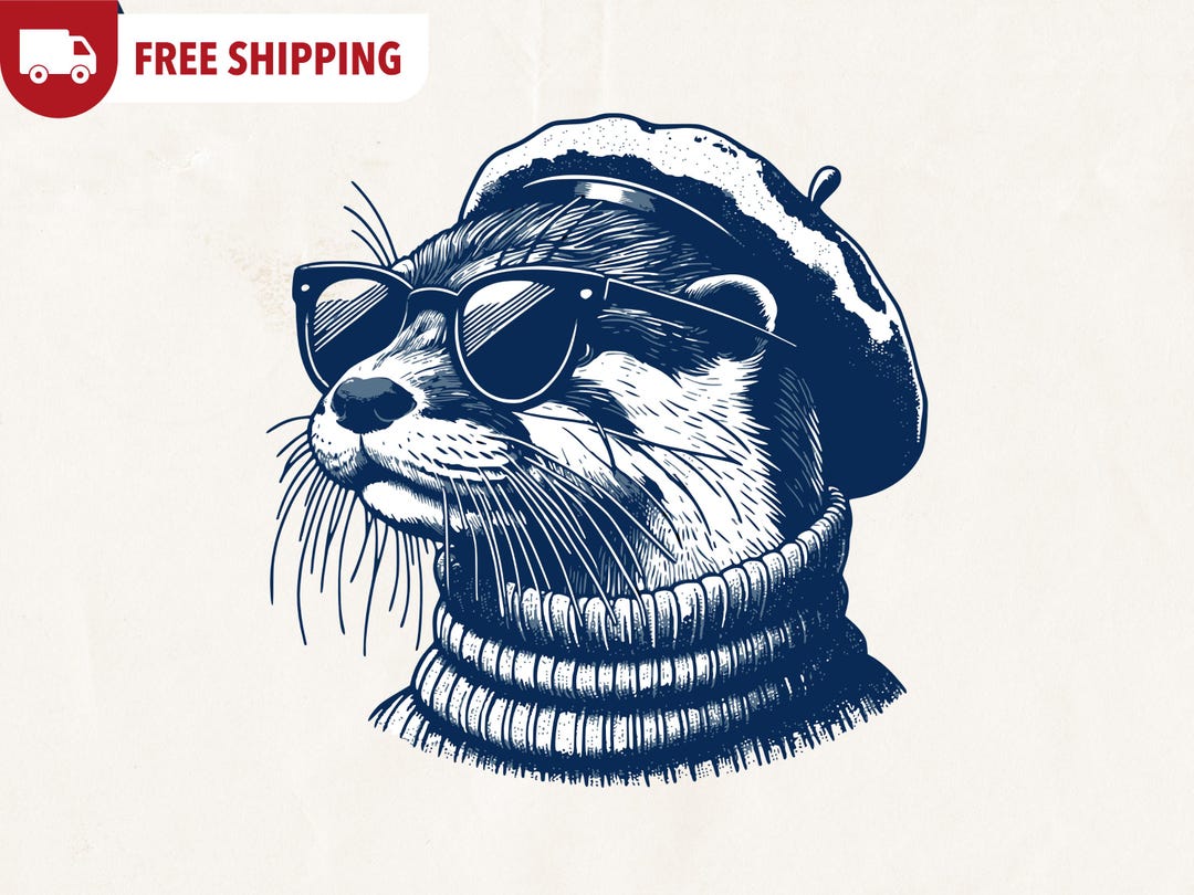 French Beret Otter, Embroidered Patch Sticker Sweater Weather, Gift for ...