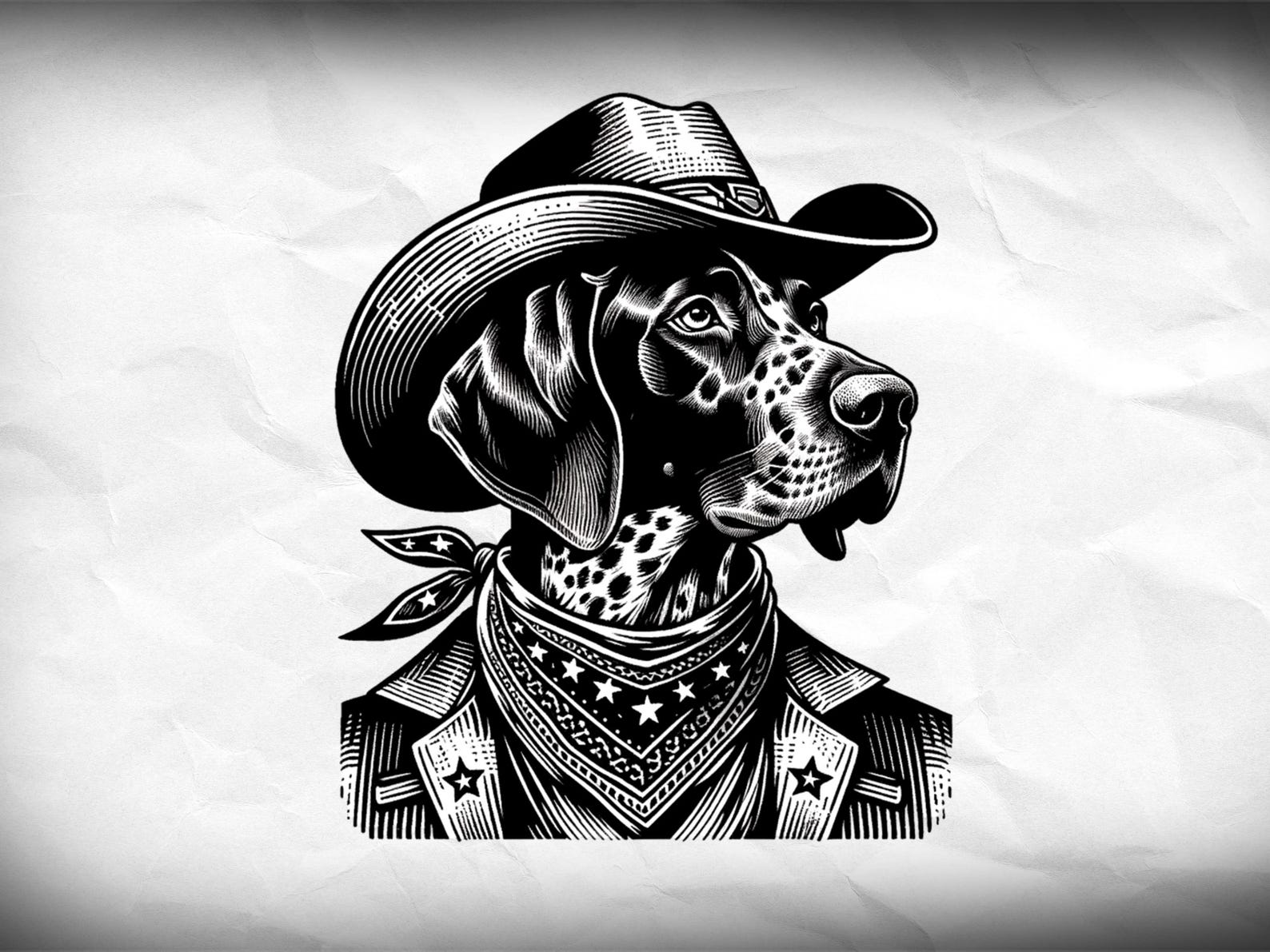 Retro Western Cowboy German Shorthaired Pointer Sticker Sticker, Wild ...