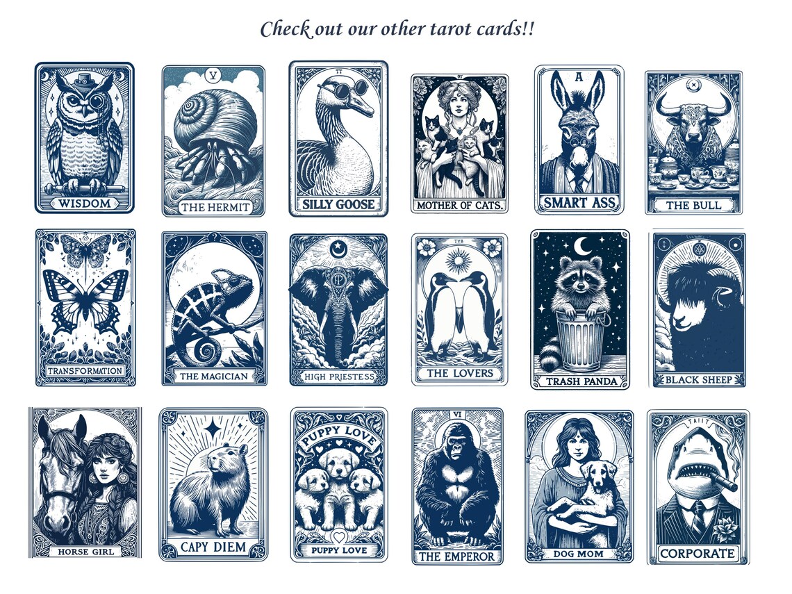 Animal Tarot Cards Penguins the Lovers Sticker - Etsy