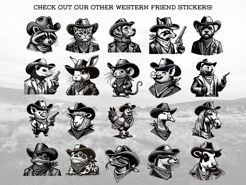 Retro Western Cowboy Cowgirl Mouse Sticker Sticker, Wild West Art ...