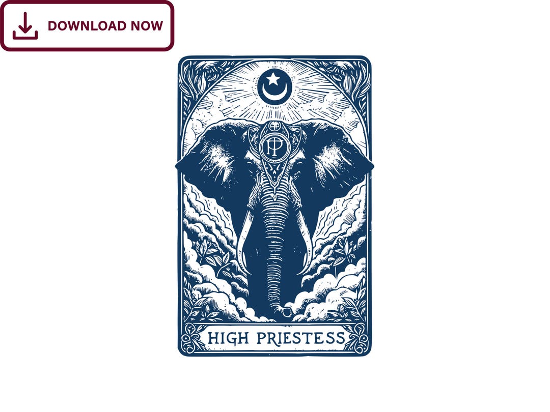High Priestess - Elephant Tarot Card Print - Animal Lover Gift - Gifts ...