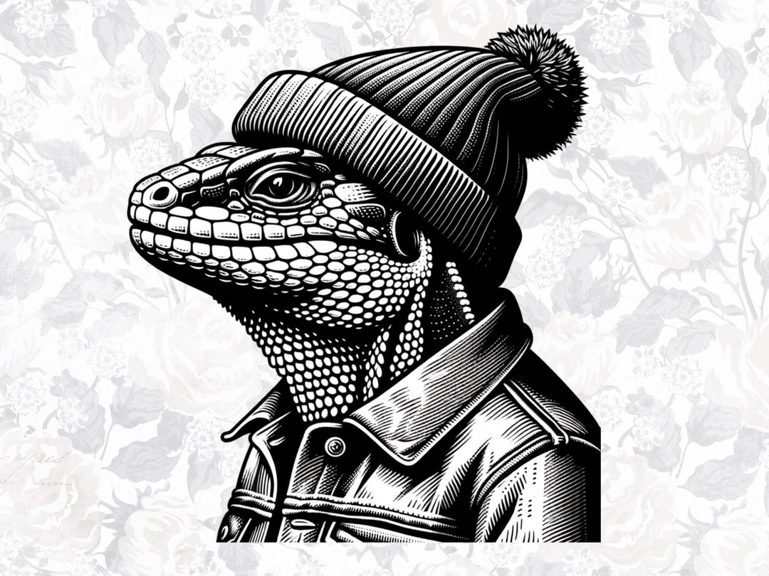 Retro Millennial Lizard Sticker - Sticker, Hipster Reptile Lover Gift ...