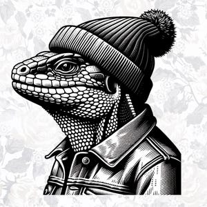 Retro Millennial Lizard Sticker - Sticker, Hipster Reptile Lover Gift ...