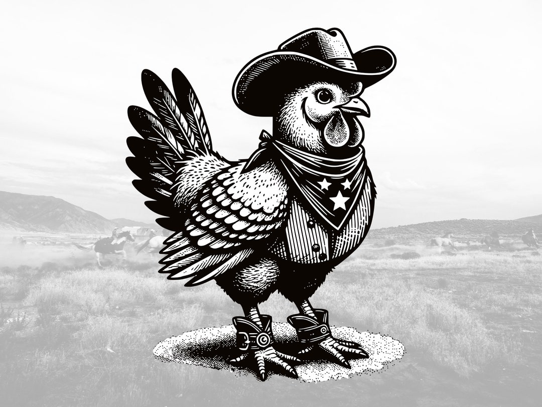 Retro Western Cowboy Cowgirl Rooster Sticker - Sticker, Wild West Art ...