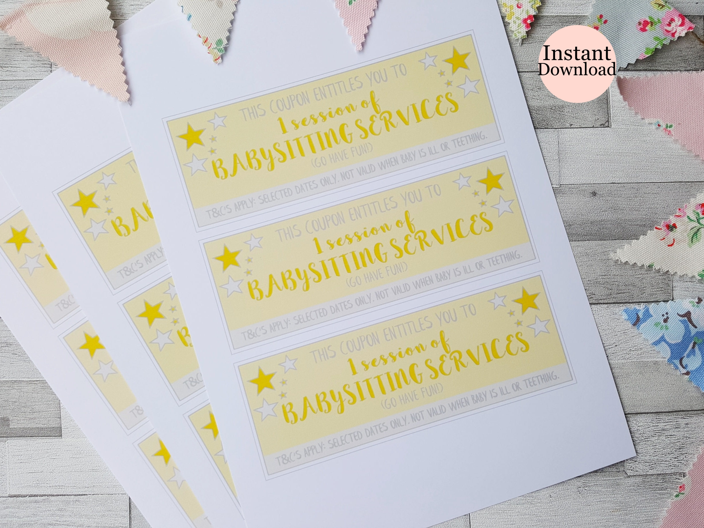 Babysitting Coupons, Novelty Gift, New Baby, Baby Shower, Gift Vouchers ...