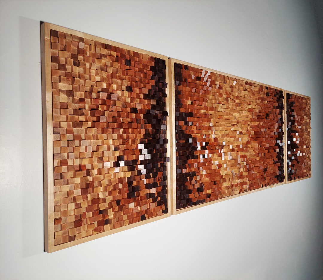 Wood Wall Art | Sound Diffuser | Contemporary Wall Sculpture | Wooden ...