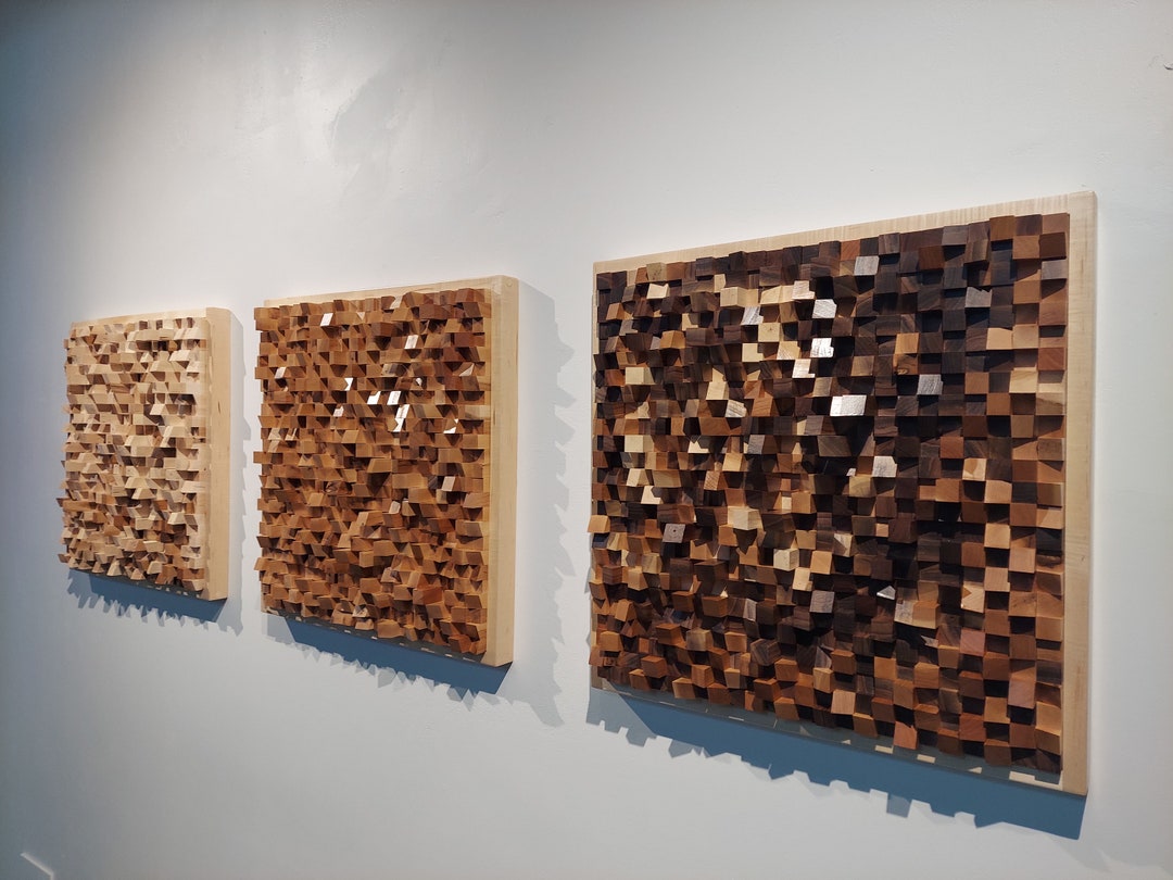 Wood Wall Art | Sound Diffuser | Contemporary Wall Sculpture | Wooden ...