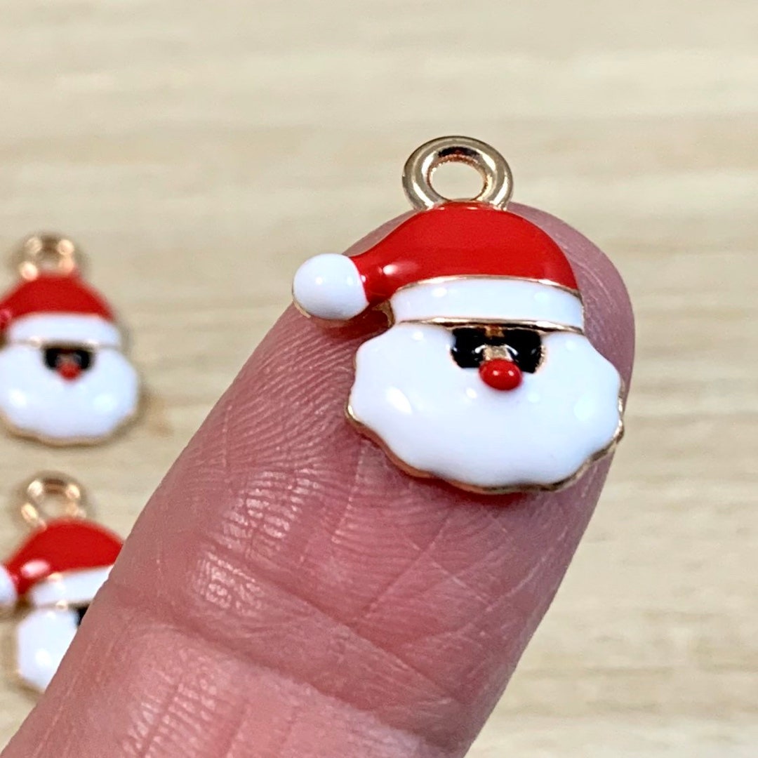 Gold Santa Charms, Enamel Christmas Charms, Santa Claus Pendants, Qty 6 ...
