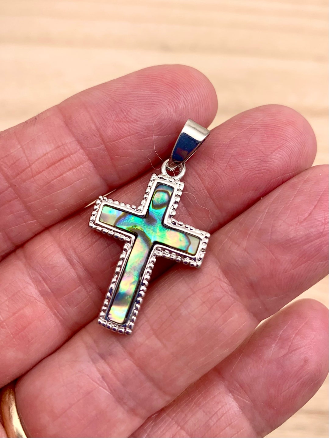 Abalone Christian Cross Pendant, Shell Cross, Cross Shaped Shell, Blue ...
