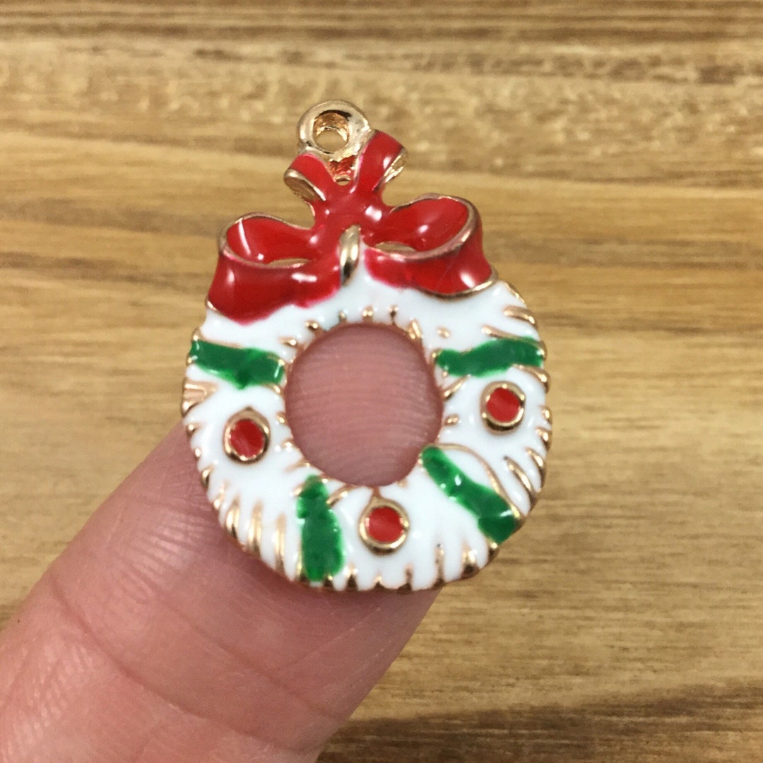 6 Pcs, Christmas Wreath Charms, Wreath Charms, Christmas Charms Gold ...