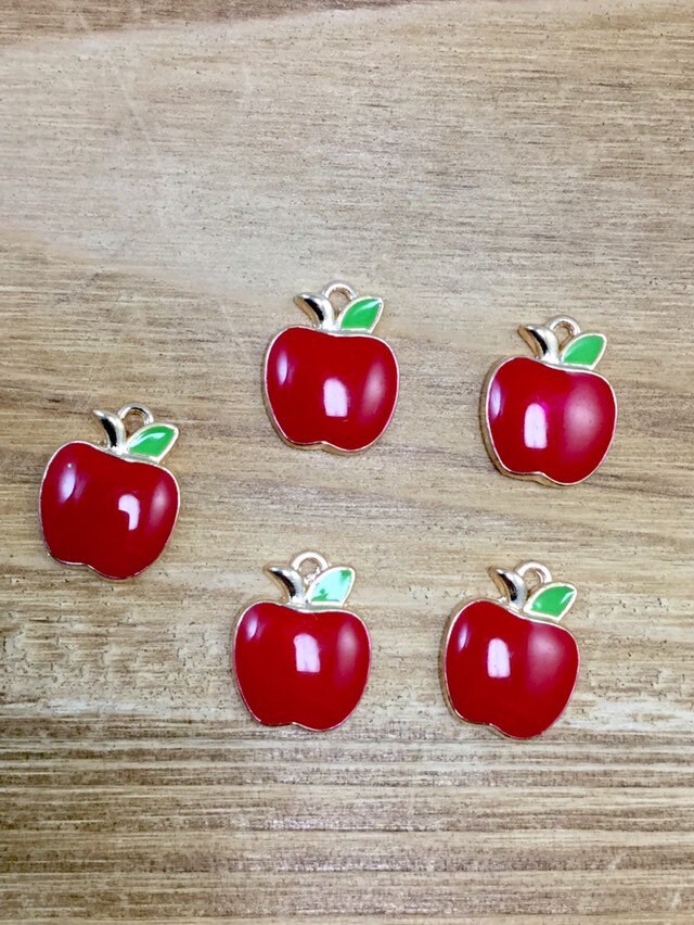 Apple Charms Red Enamel Apple Charms Enamel Fruit Charms - Etsy