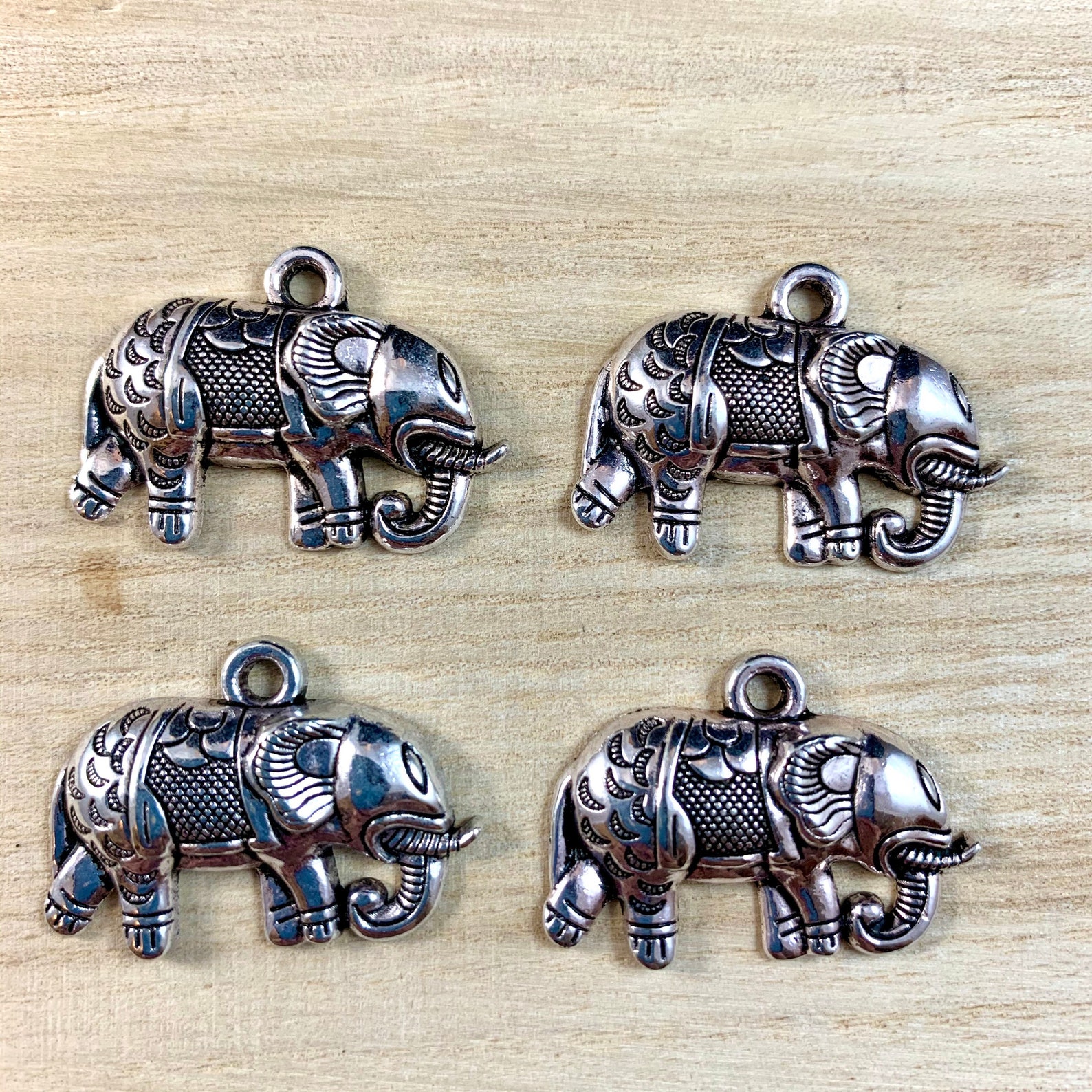 Elephant Pendants Large Elephant Charms Silver Elephant - Etsy