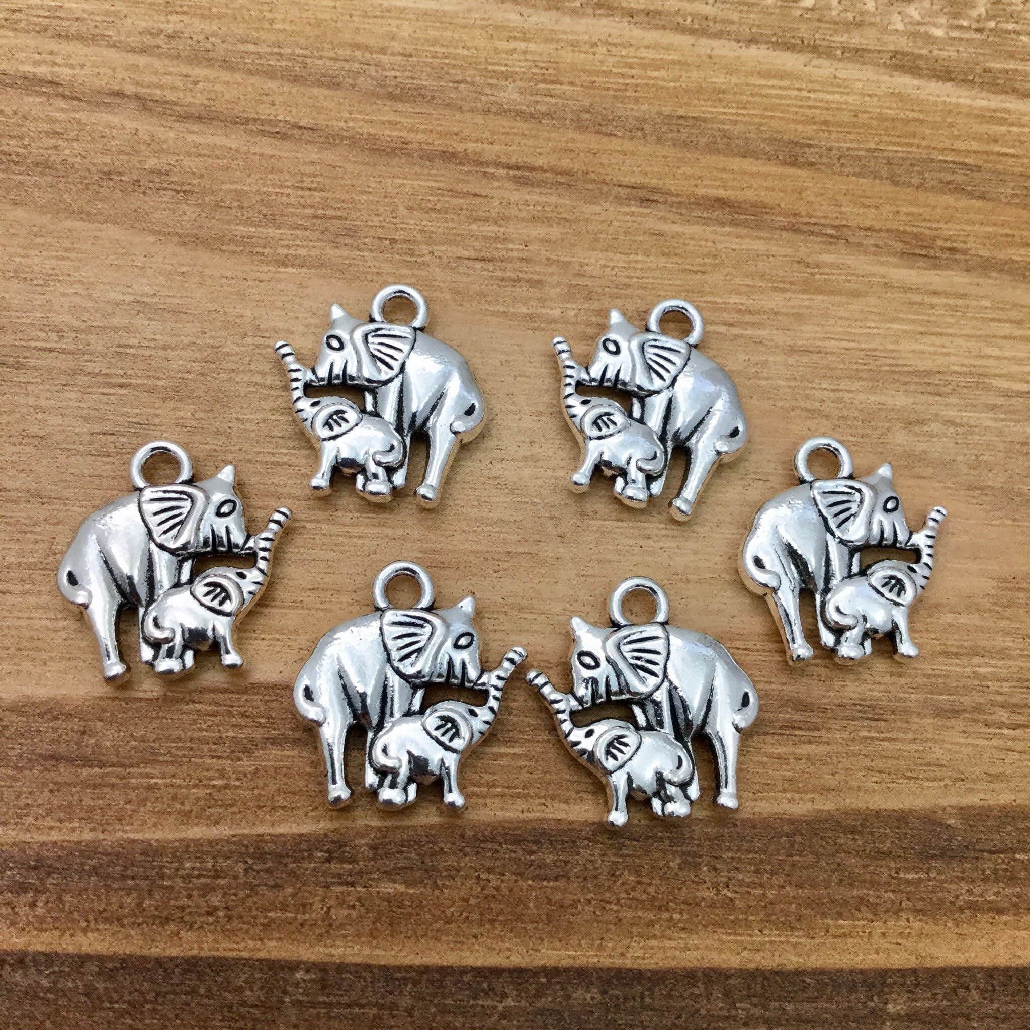 Mama and Baby Elephant Charms Small Elephant Charm Pendants - Etsy