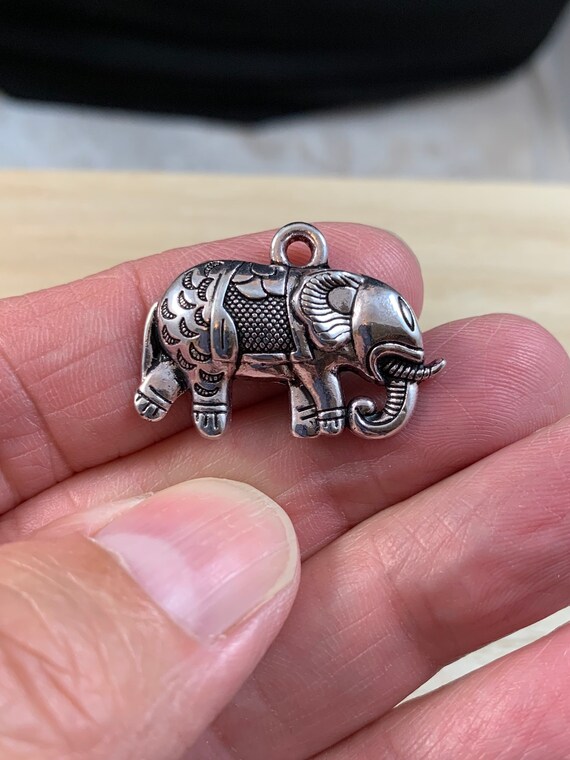 Elephant Pendants Large Elephant Charms Silver Elephant - Etsy
