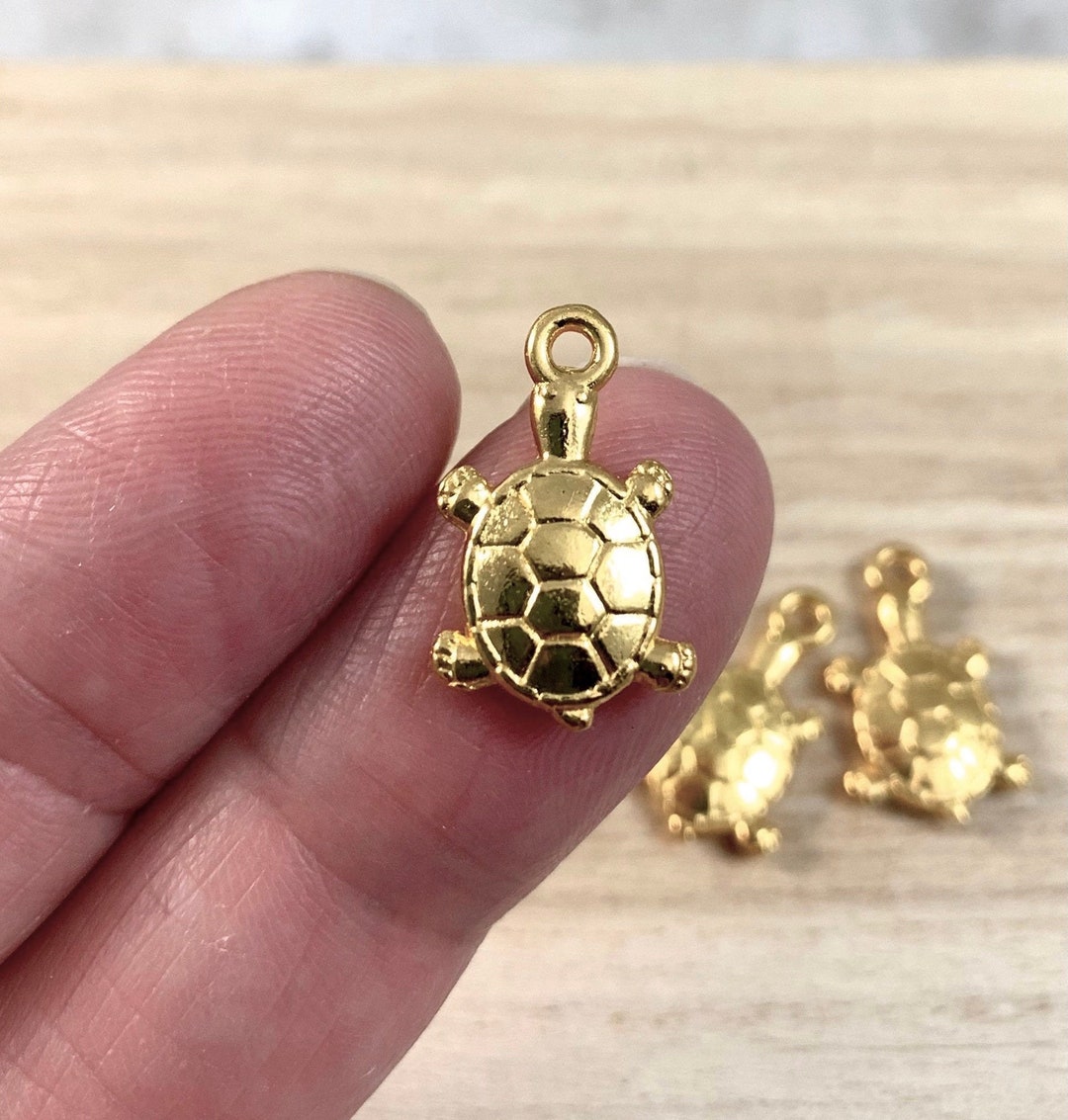 Small Gold Turtle Charms, Tortoise Charms, Sea Turtle Pendants, Qty 30 ...