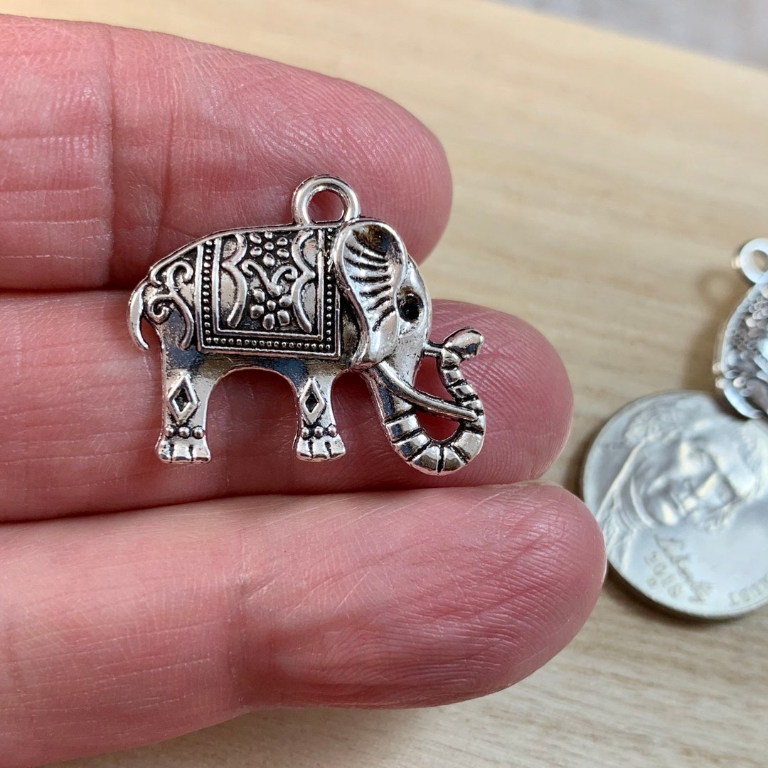 Elephant Charms, Bright Silver Elephant Charms, 2 Sided Elephant Charm ...
