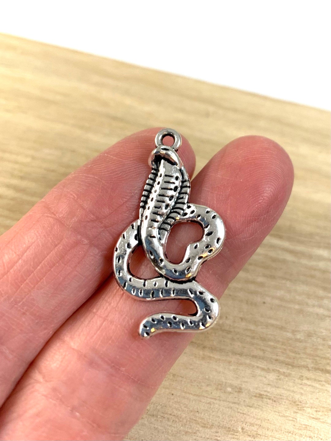 Antiqued Silver Snake Charms, Cobra Snake Charm Pendants, Serpent ...