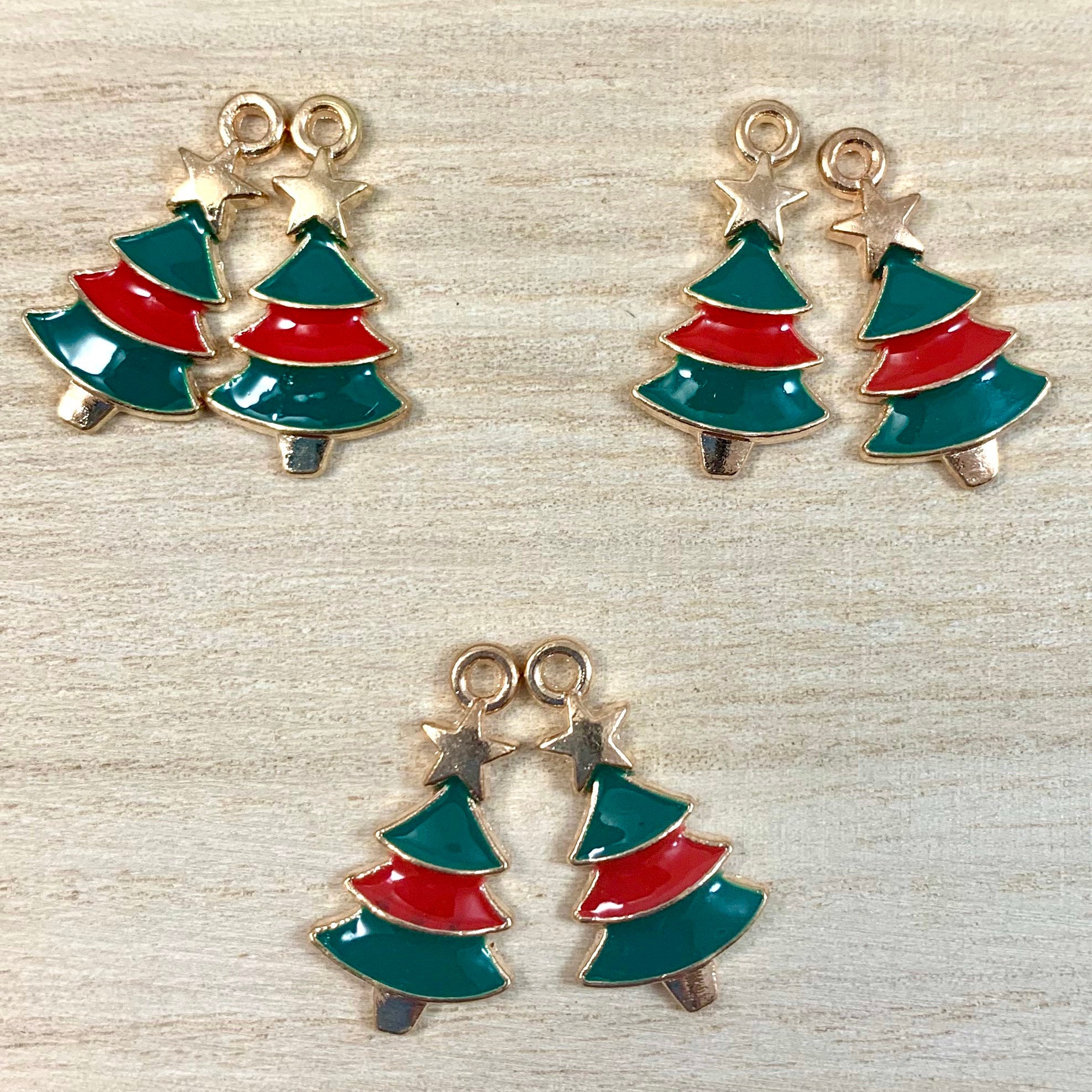 Enamel Christmas Charms Christmas Tree Charms Green and Red - Etsy