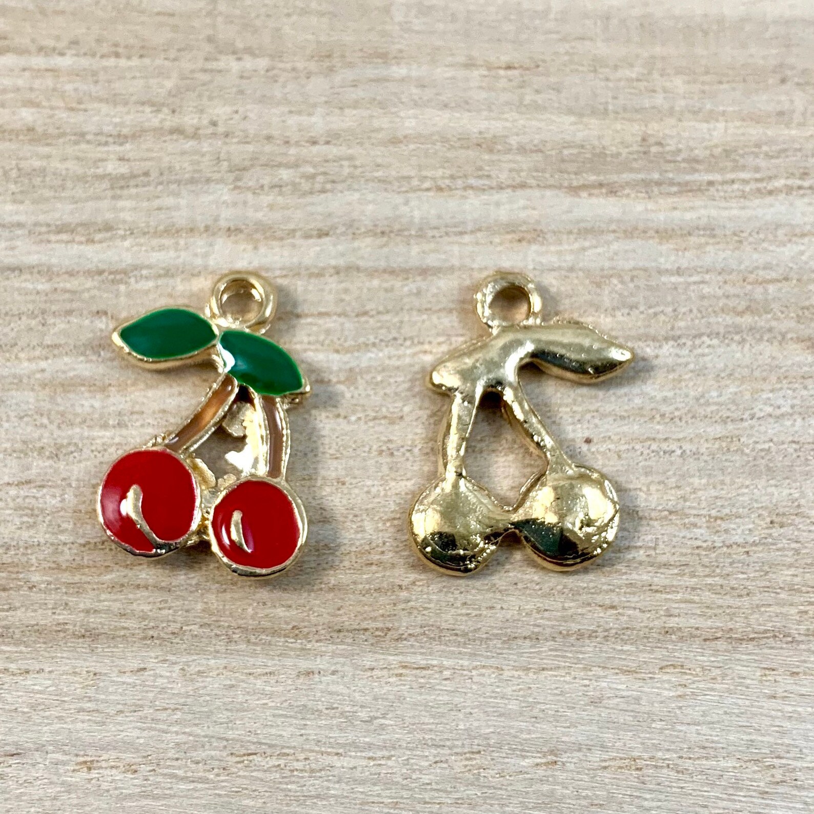 Gold Cherry Charms Cherries Charms Enamel Charms Qty 5 - Etsy