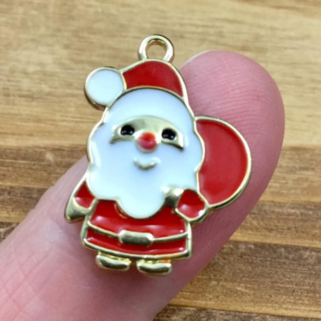 Santa Claus Pendants, Enamel Christmas Charms, Santa Claus Charms, Qty ...