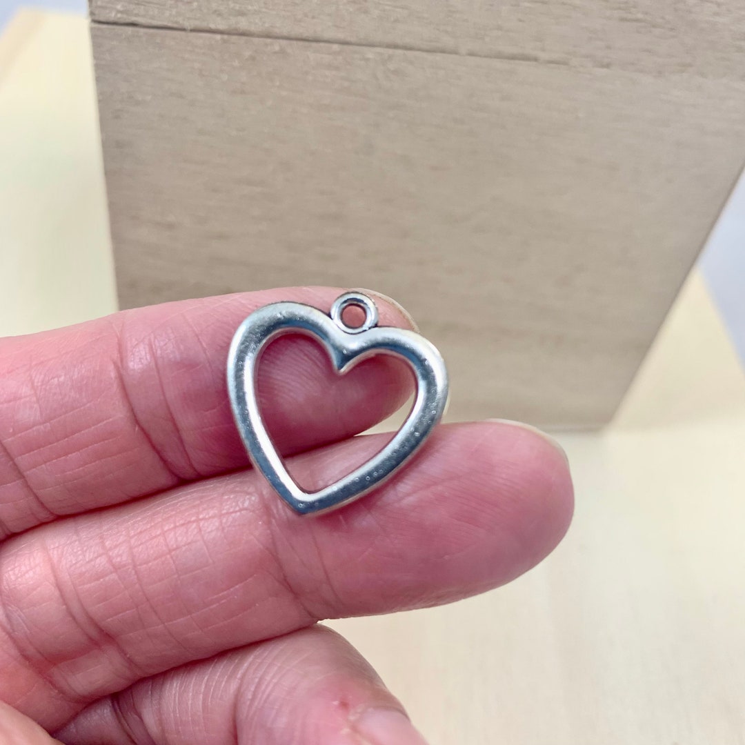 Open Heart Charms Silver Heart Charms for Jewelry Making - Etsy