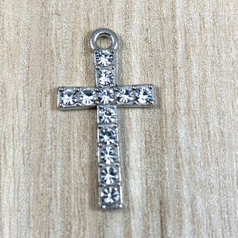 Rhinestone Cross Charms Cross Pendants Silver Sparkly Cross | Etsy