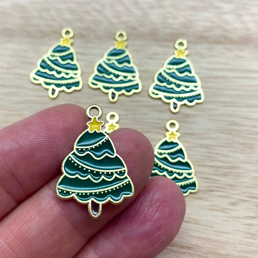 Christmas Tree Charms Small Green Christmas Tree Charms Qty - Etsy