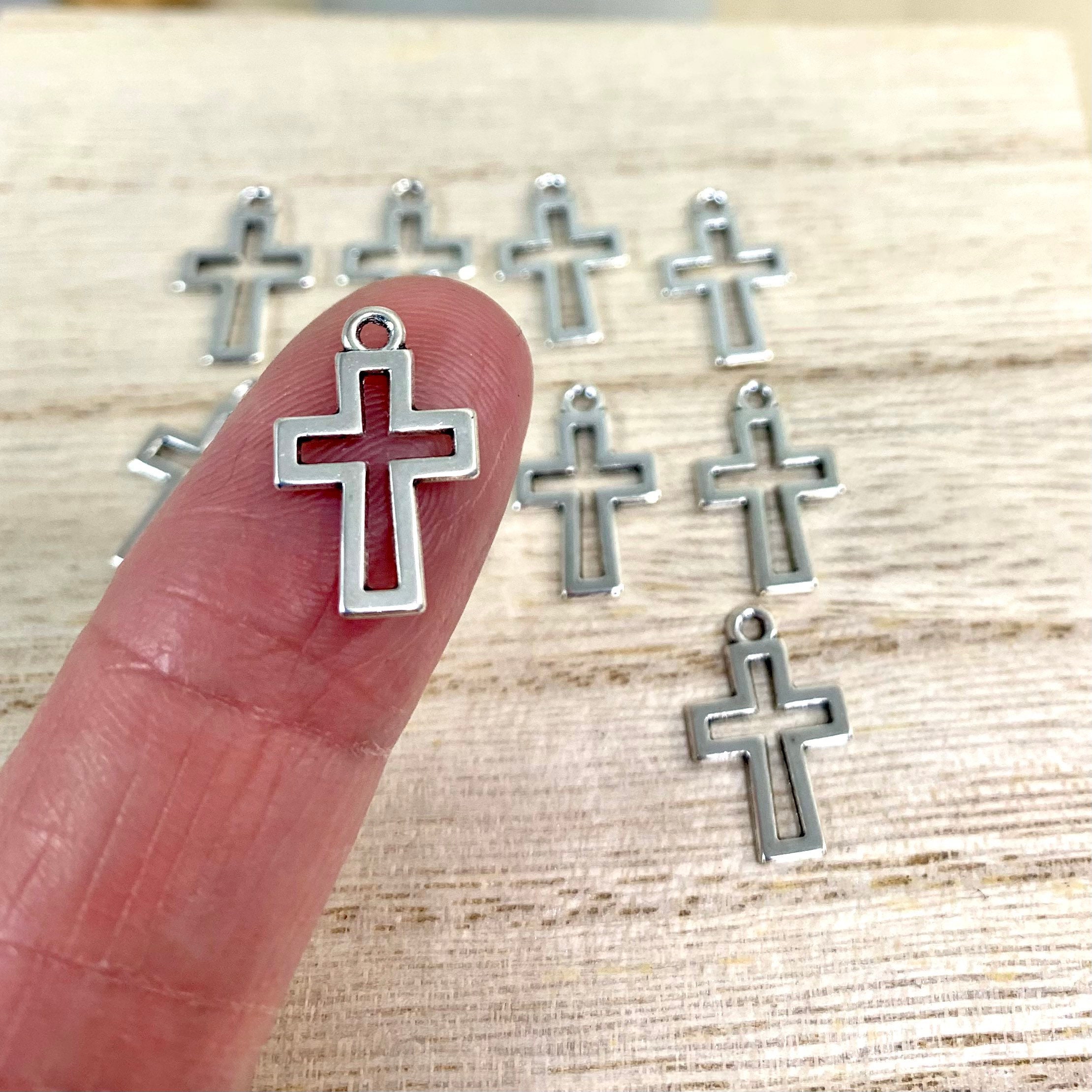 Christian Cross Charms Silver Tone Cross Charms Cross - Etsy