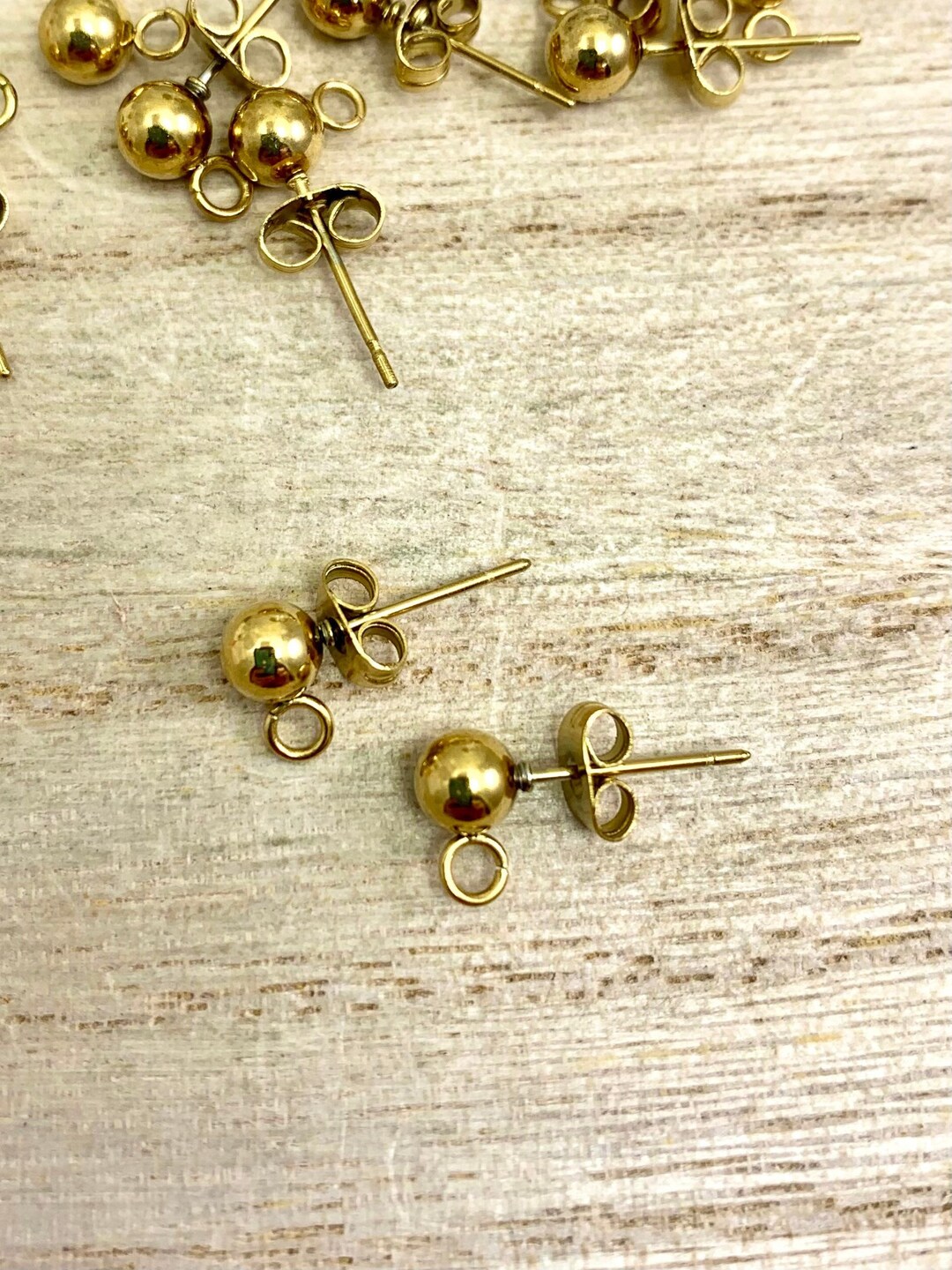 5mm Gold Ball Posts / Studs, Surgical Stainless Steel Stud Findings ...