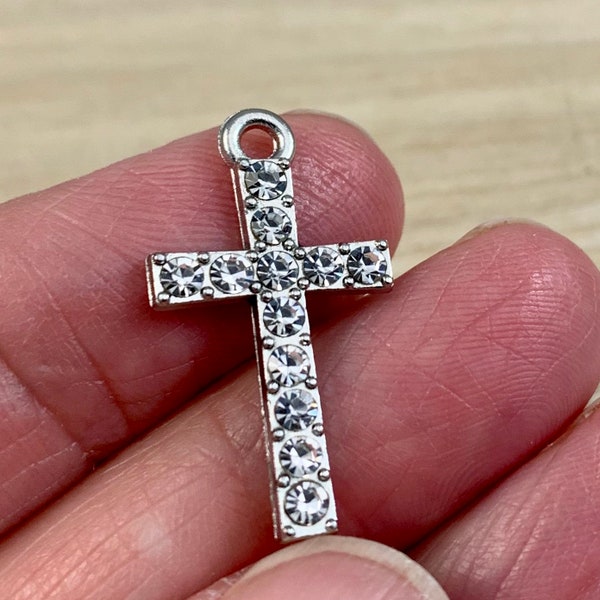 Rhinestone Cross Charm - Etsy